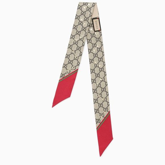 Gucci | Accessories | Gucci Gucci Scarf With Gg Print And Red Border ...